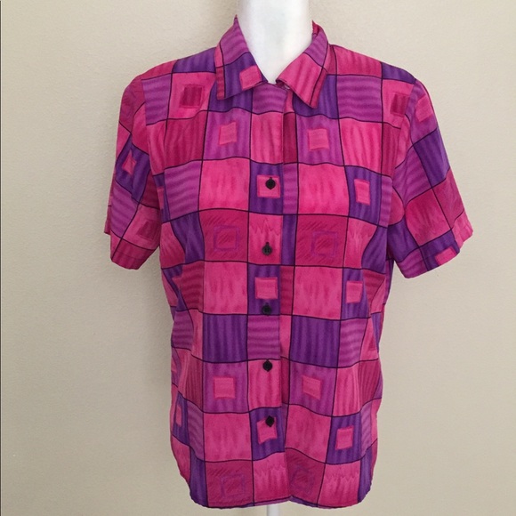 Vintage | Tops | Vintage 8s Geometric Square Button Down | Poshmark